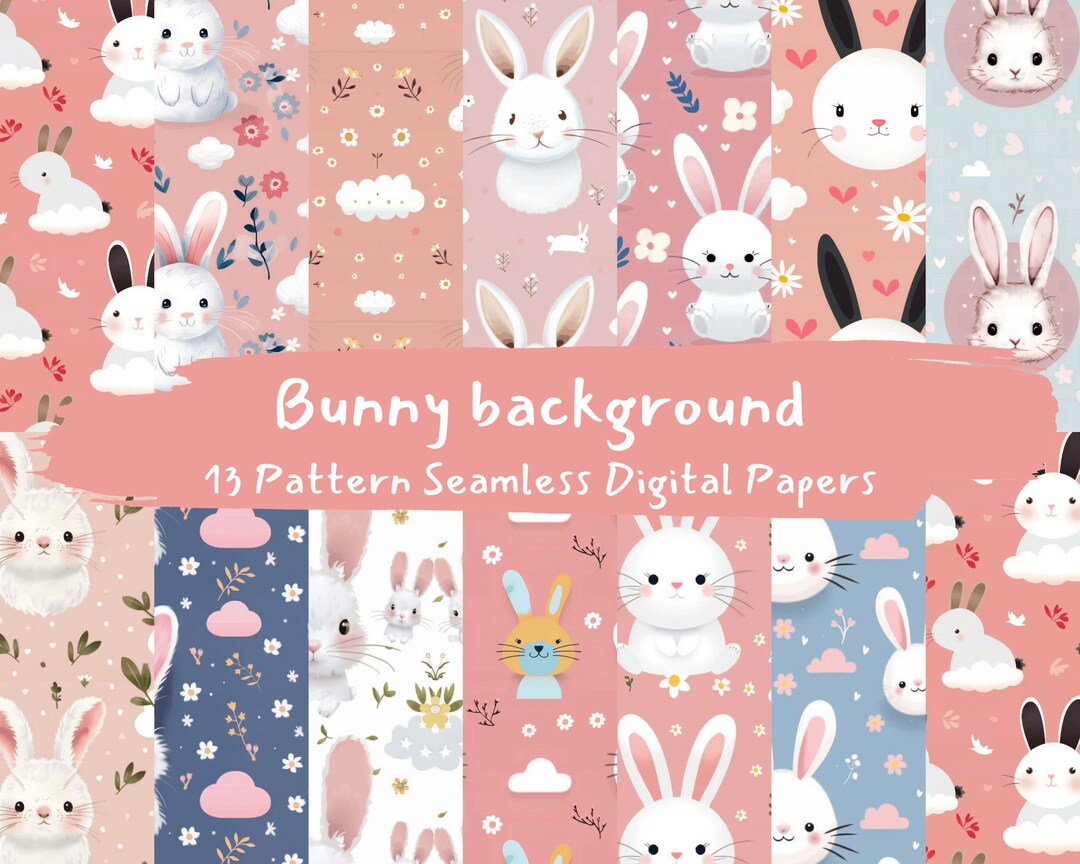Bunny Background Pattern Seamless Digital Papers - Printable Scrapbook ...