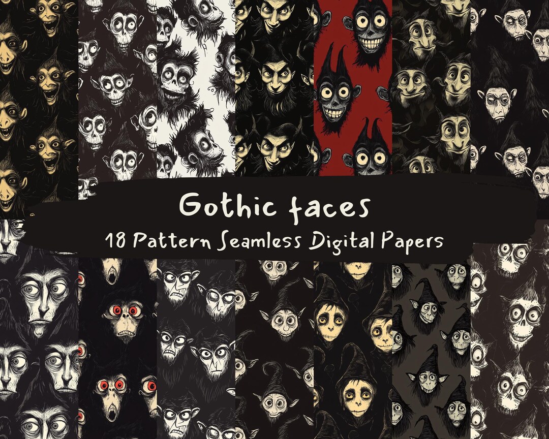 Gothic Faces Pattern Seamless Digital Papers - Printable Scrapbook ...