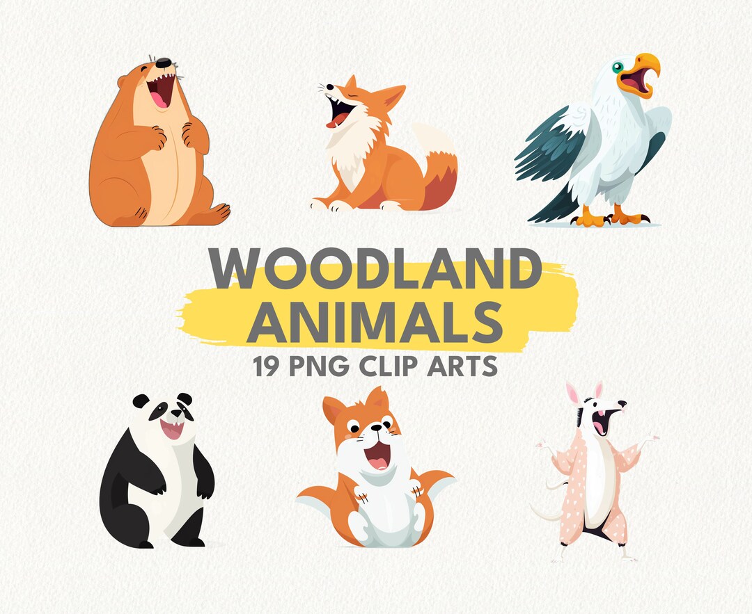 Woodland Animals, Digital Clip Art Graphics in PNG Format Transparent ...