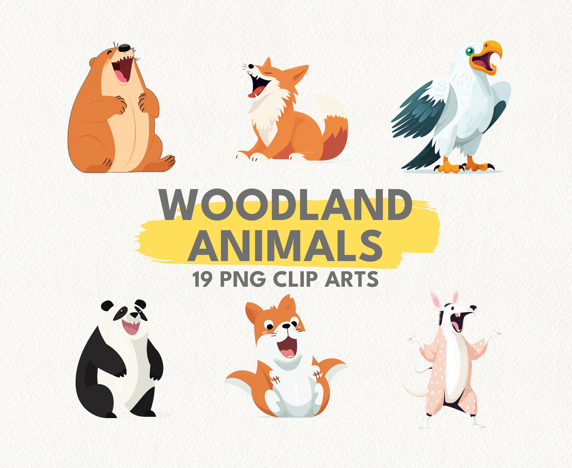 Woodland Animals, Digital Clip Art Graphics in PNG Format Transparent ...