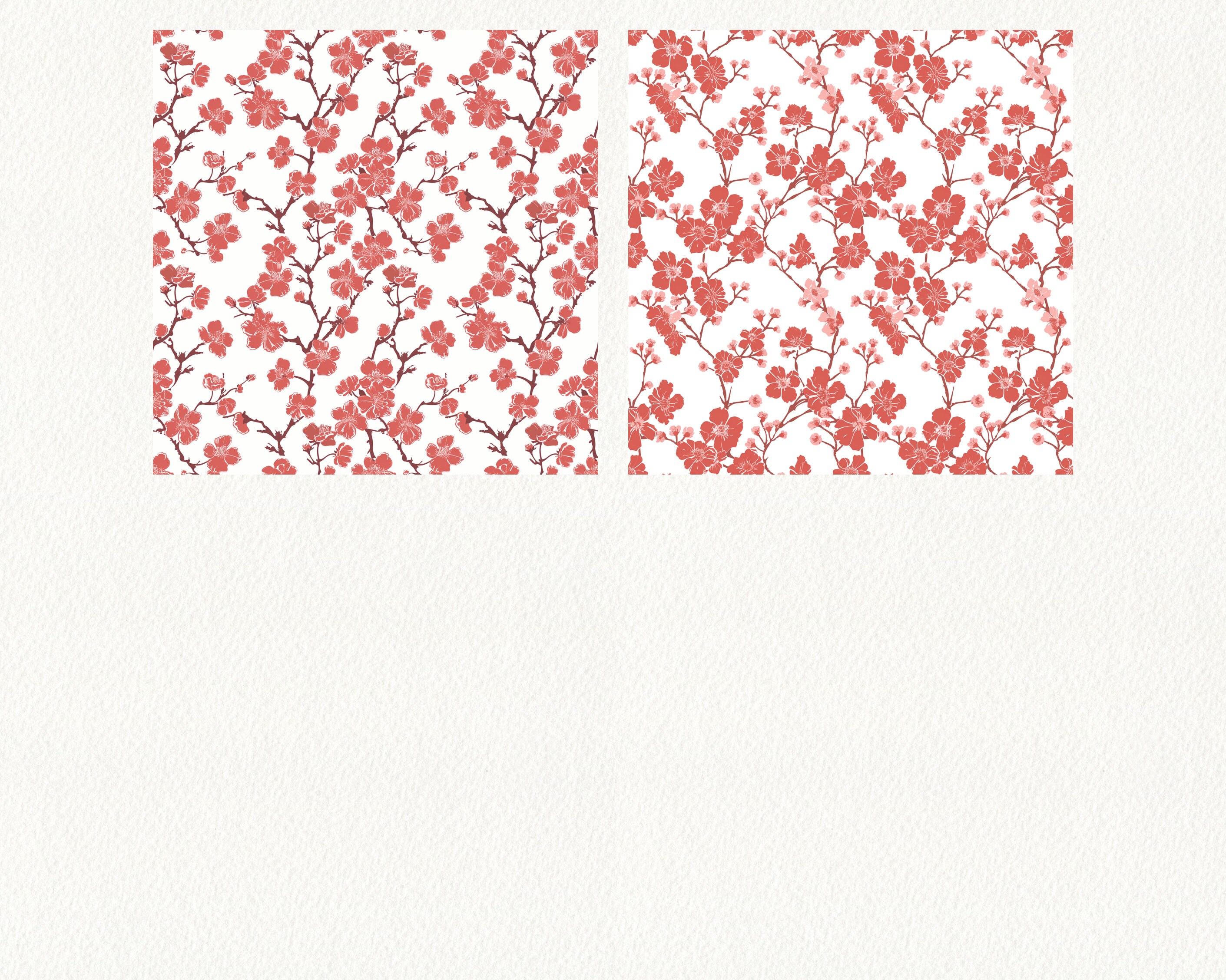 Cherry Blossom Tree Pattern Seamless Digital Papers Printable Scrapbook ...