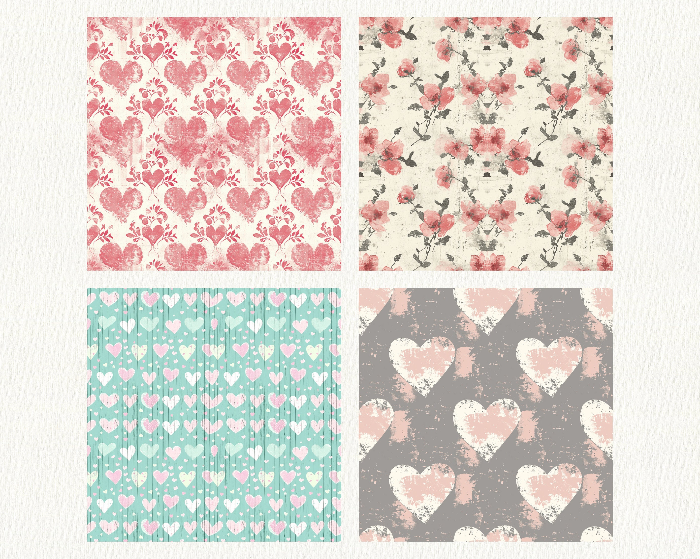 Valentine Hearts Pattern Seamless Digital Papers - Tile Patterns ...