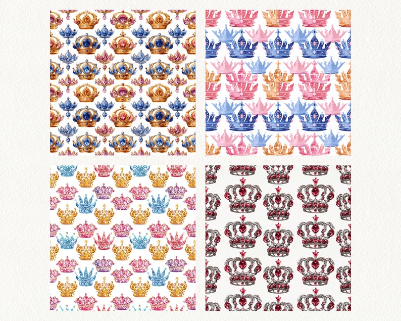 British Crowns Pattern Seamless Digital Papers Printable Scrapbook ...