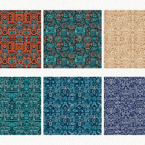Mayan Maze Ethnic Pattern Seamless Digital Papers - Tile Patterns ...
