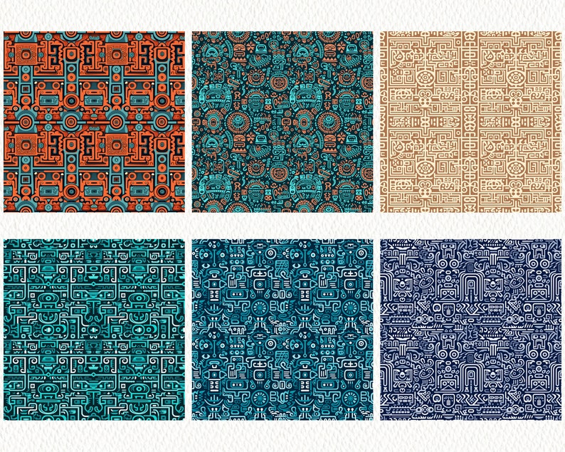 Mayan Maze Ethnic Pattern Seamless Digital Papers Tile Patterns ...