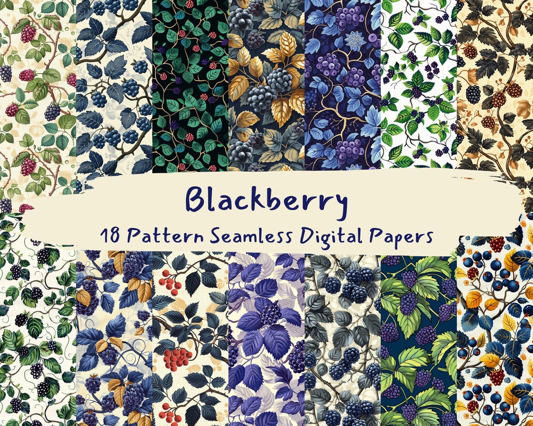 Blackberry Pattern Seamless Digital Papers - Printable Scrapbook Paper ...