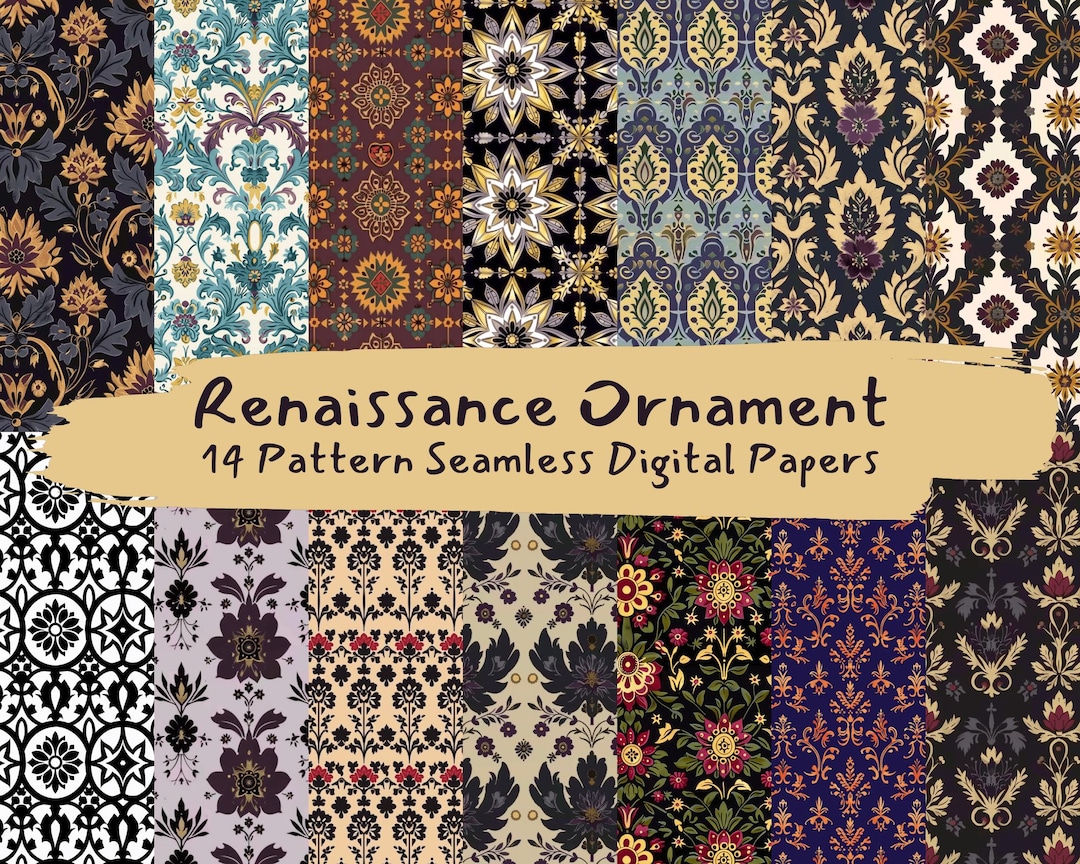 Renaissance Ornament Pattern Seamless Digital Papers - Printable ...