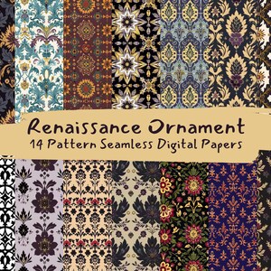 Renaissance Ornament Pattern Seamless Digital Papers - Printable ...