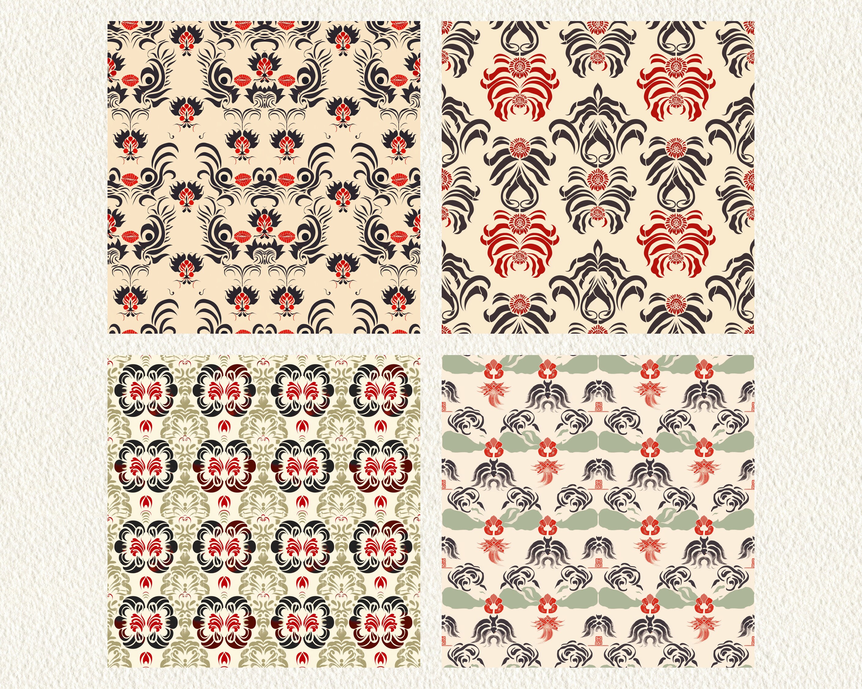 Japan Sengoku Pattern Seamless Digital Papers - Printable Scrapbook ...