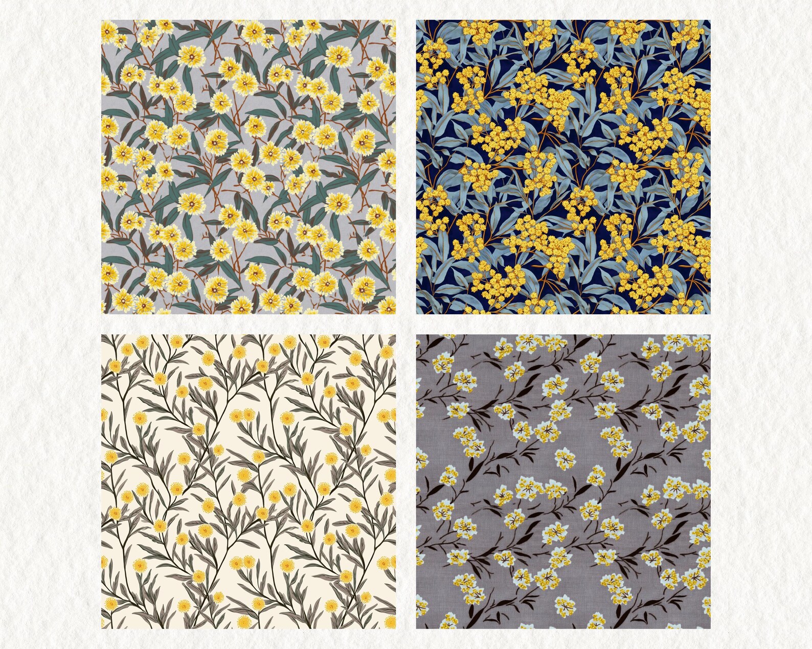 Golden Wattle Floral Pattern Seamless Digital Papers - Printable ...
