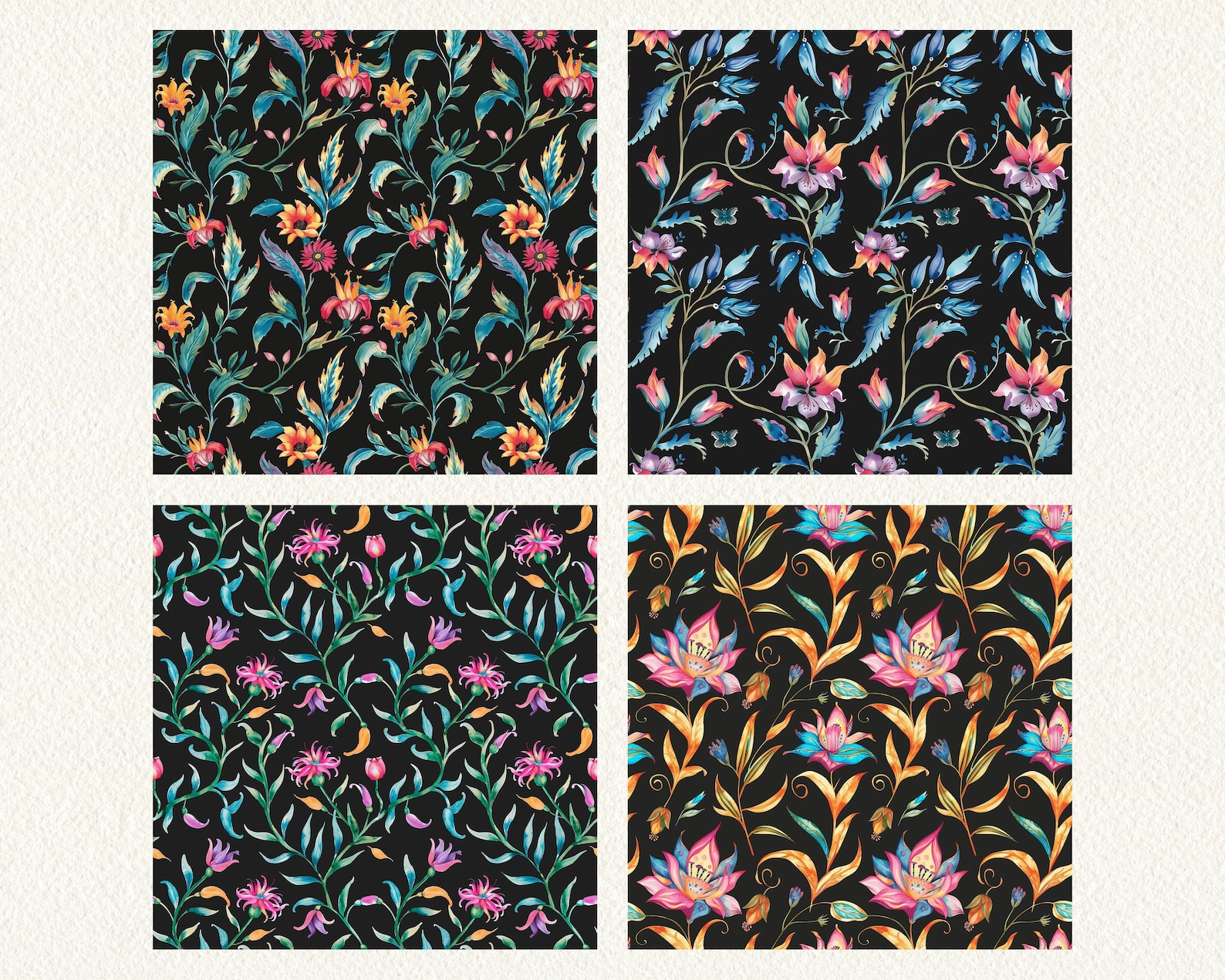 Floral Motif Pattern Seamless Digital Papers - Printable Scrapbook ...