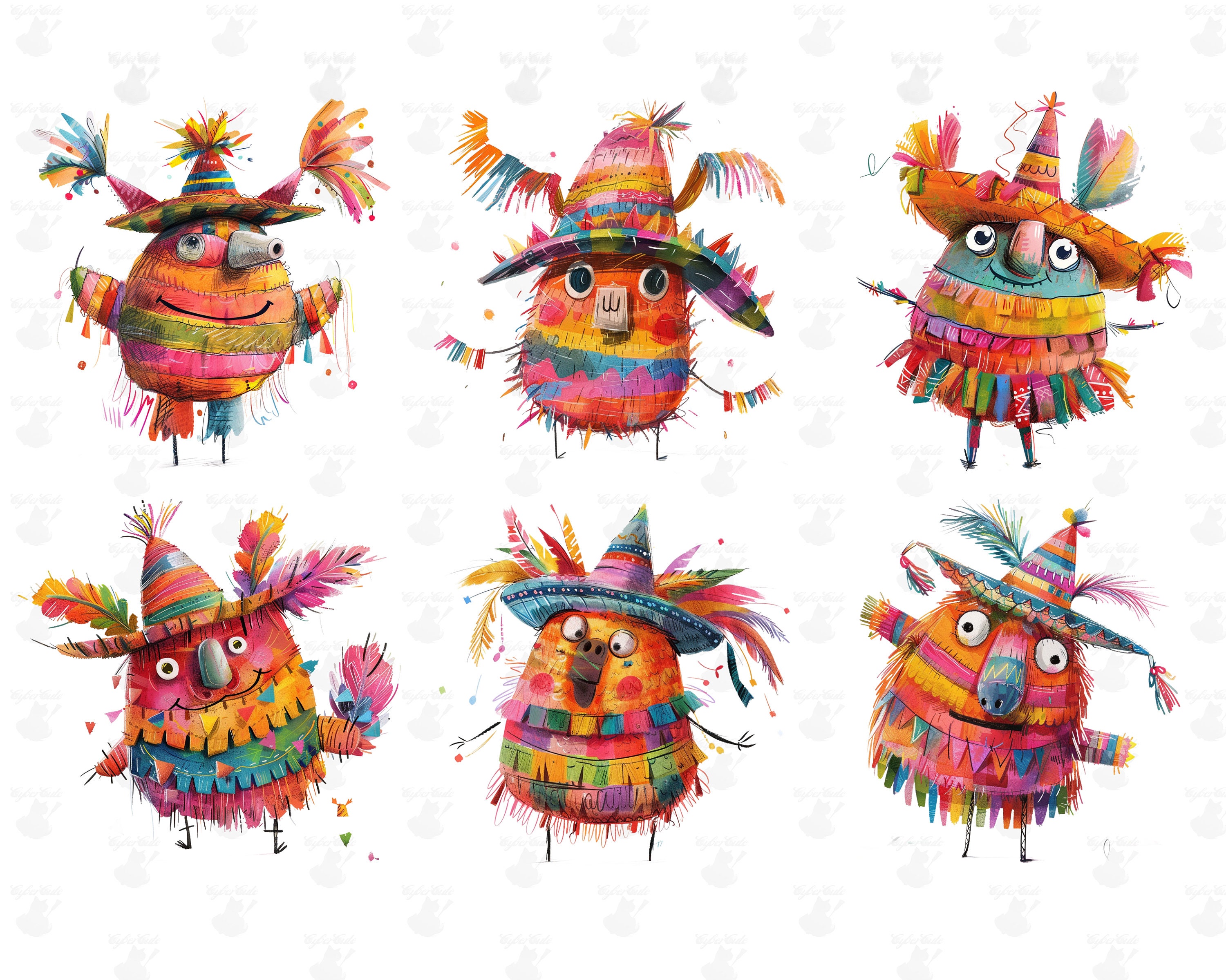 Mexican Pinata Digital Printable Clipart Bundle in PNG Format ...