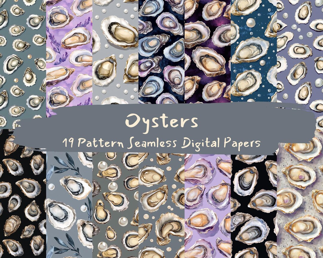 Oysters Pattern Seamless Digital Papers - Printable Scrapbook Paper Png ...