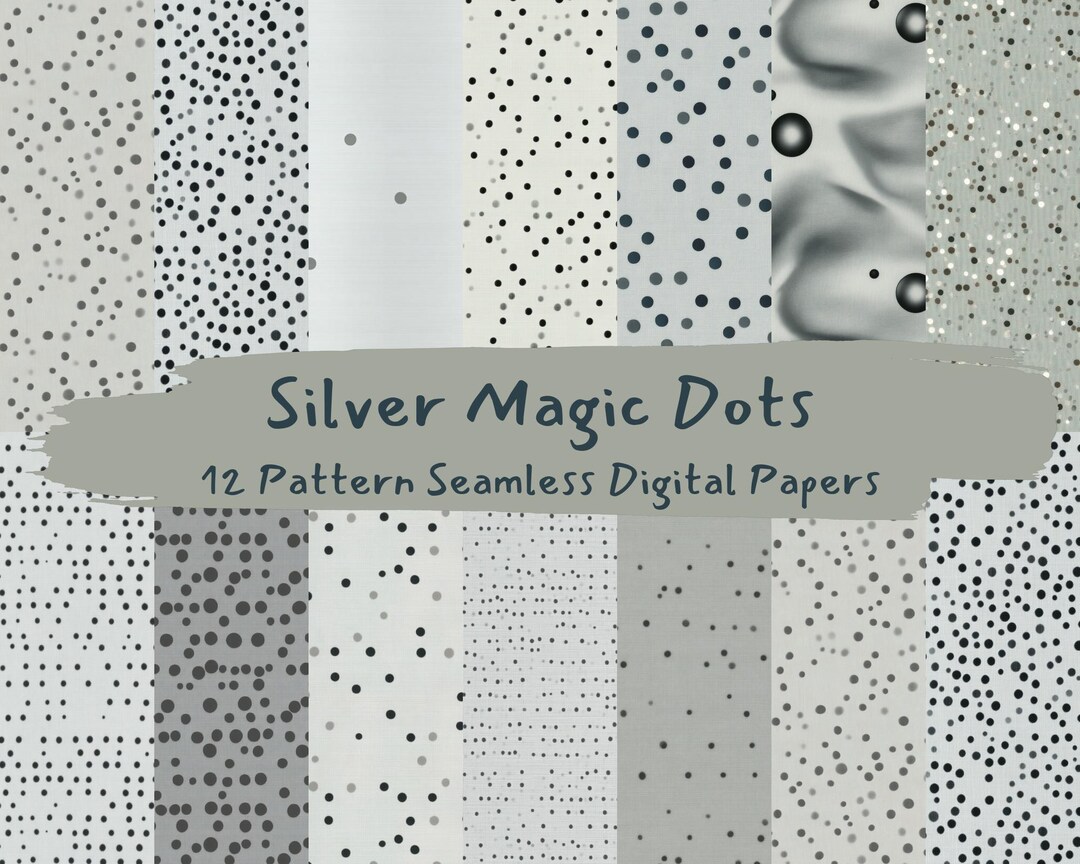 Silver Magic Dots Pattern Seamless Digital Papers - Printable Scrapbook ...