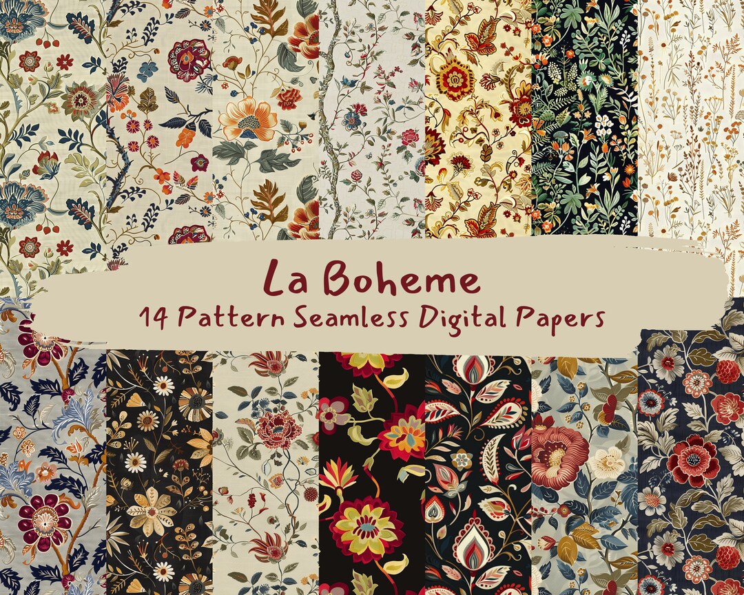La Boheme Pattern Seamless Digital Papers - Printable Scrapbook Paper ...