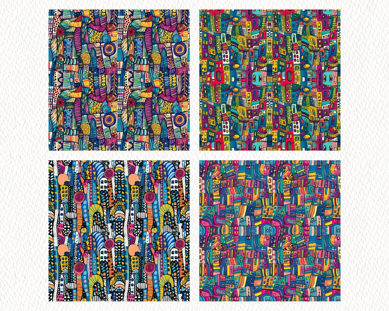In the Land of Hundertwasser Pattern Seamless Digital Papers Printable ...