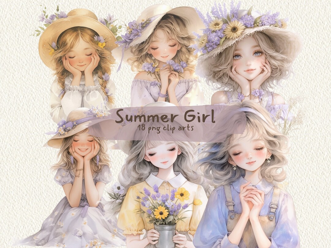 Summer Girl Printable Clipart, Png Format, Transparent Background ...