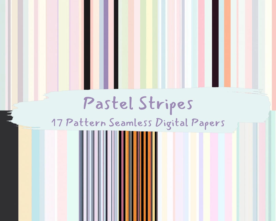Pastel Stripes Pattern Seamless Digital Papers - Printable Scrapbook ...