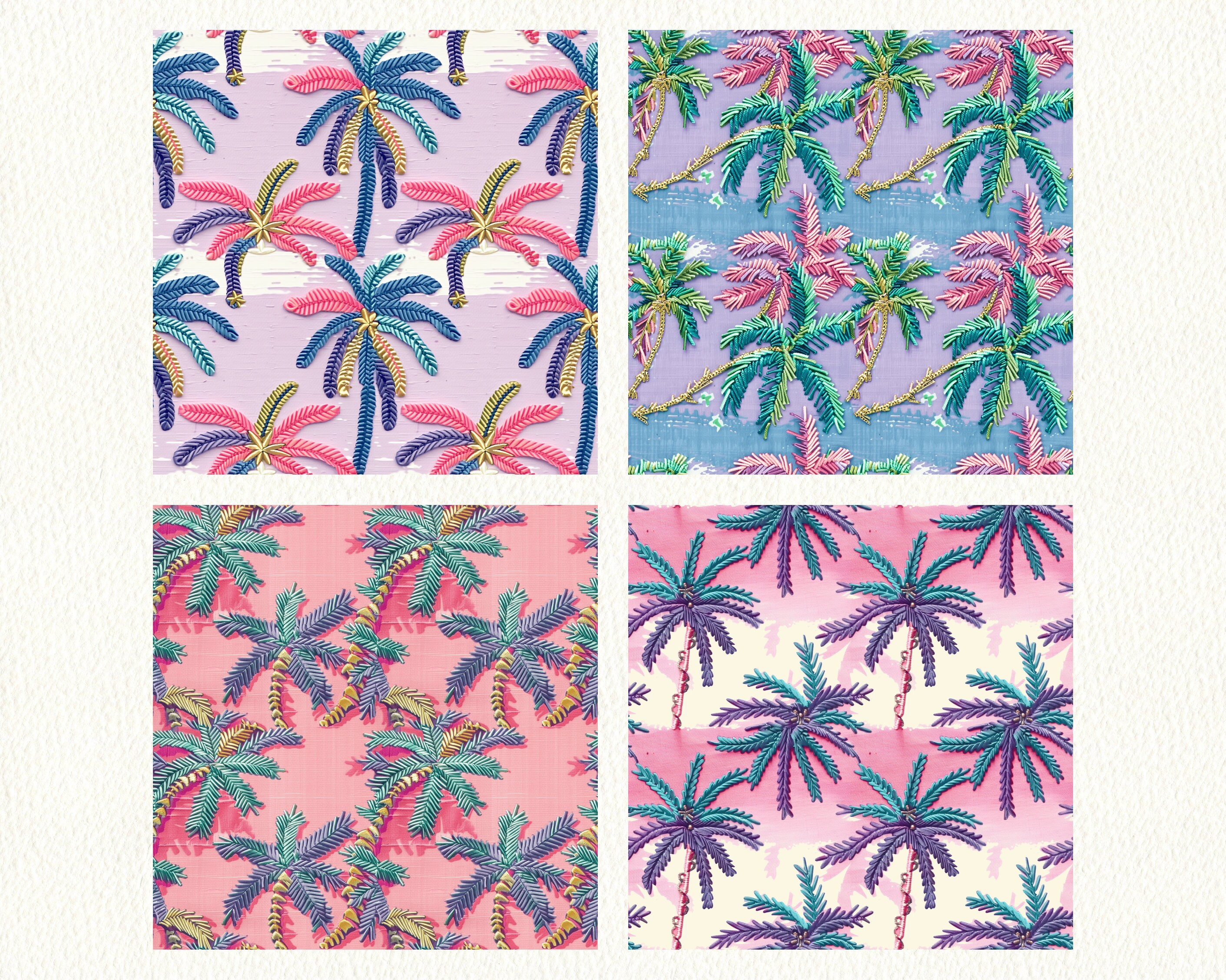 Preppy Tropical Palm Trees Pattern Seamless Digital Papers Printable ...