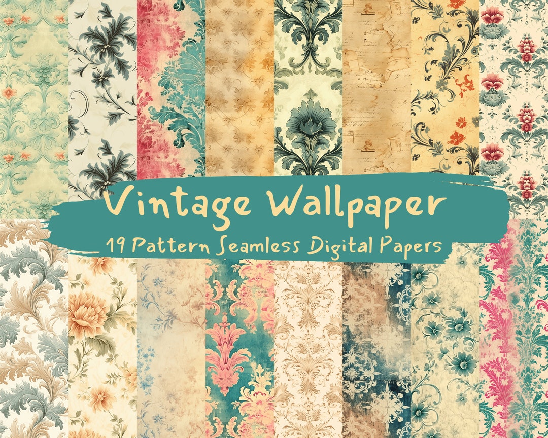 Vintage Wallpaper Pattern Seamless Digital Papers - Tile Patterns ...