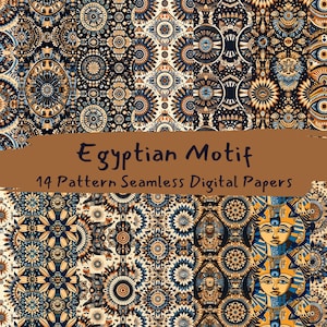 Egyptian Motif Pattern Seamless Digital Papers - Printable Scrapbook ...