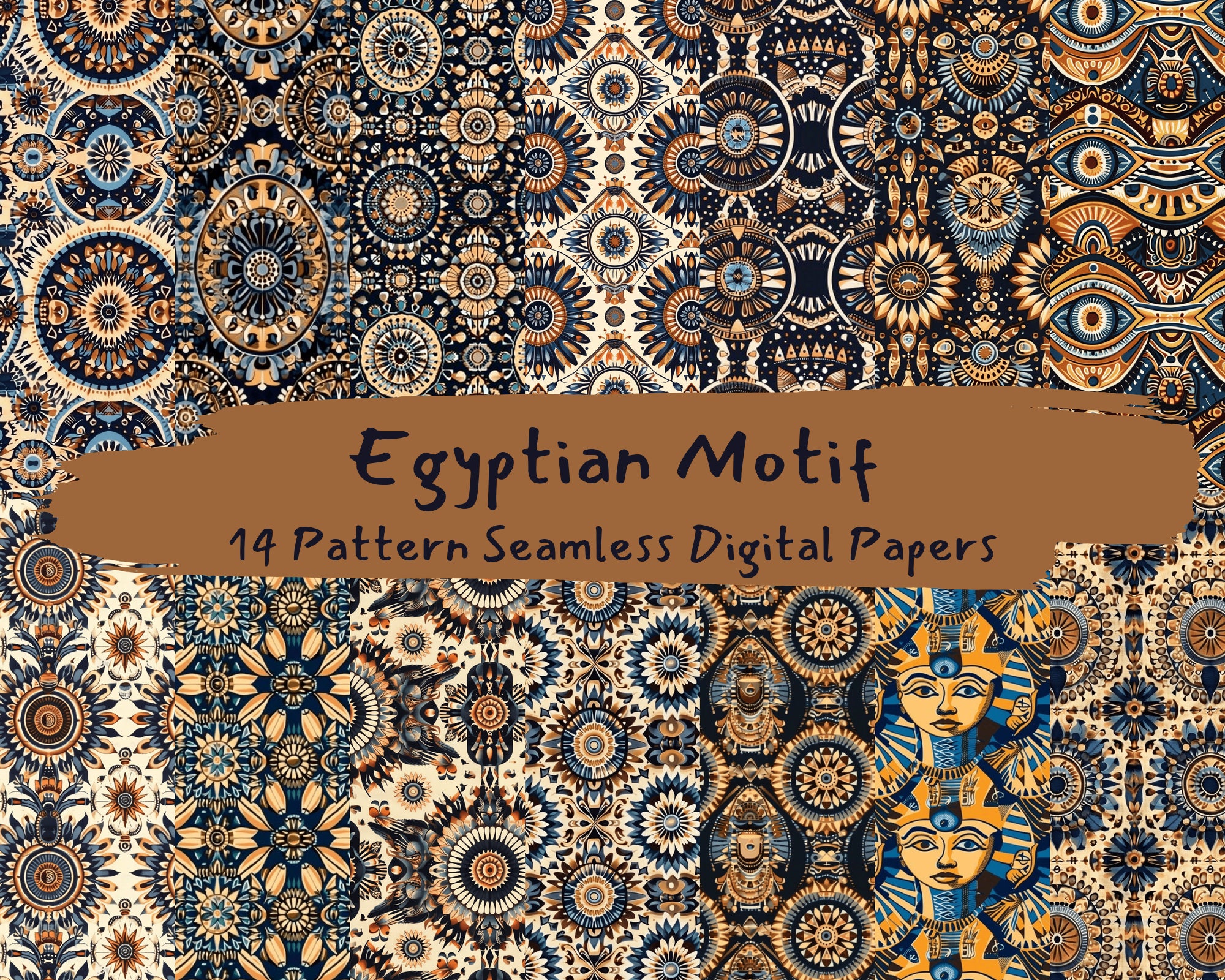 Egyptian Motif Pattern Seamless Digital Papers - Printable Scrapbook ...