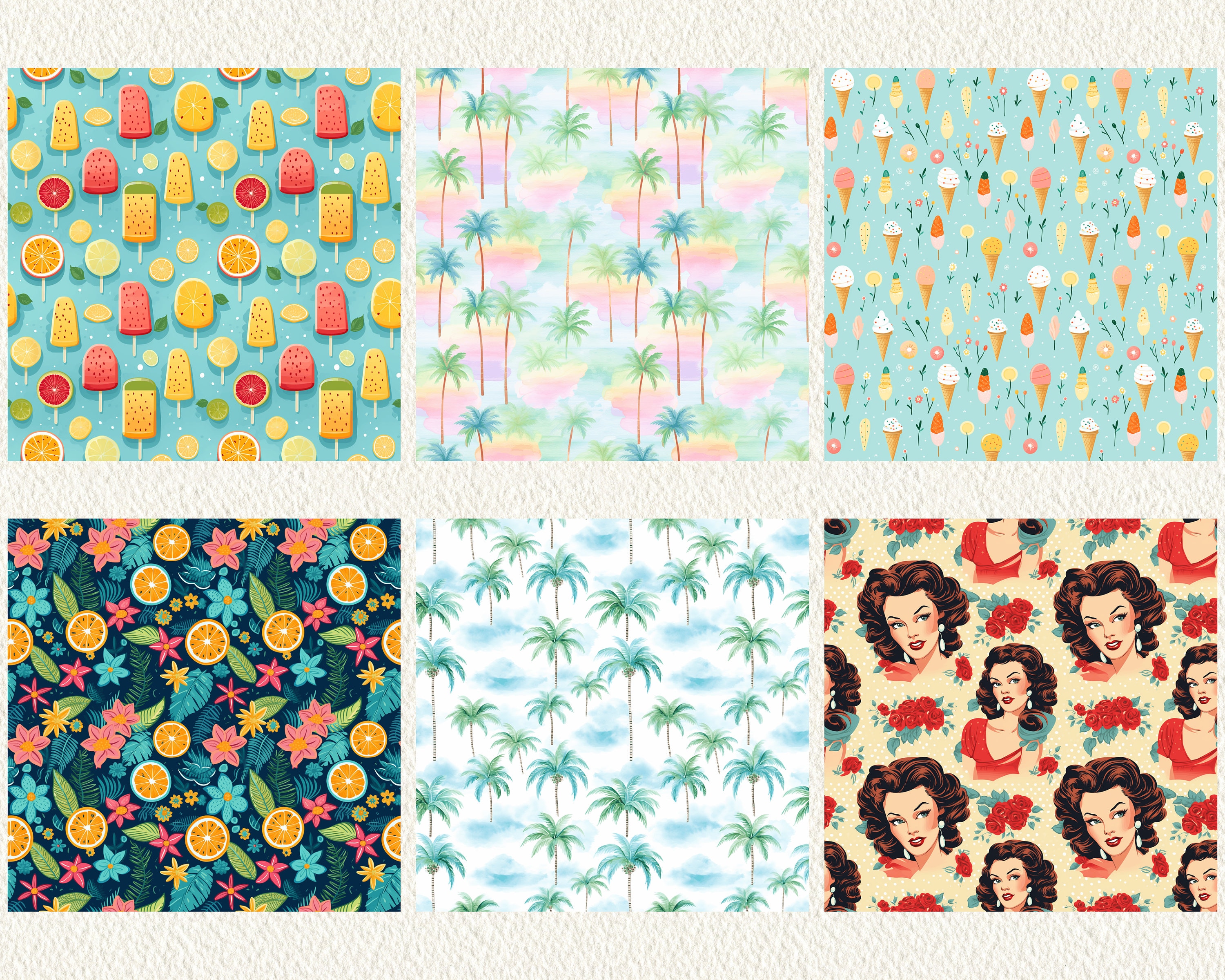 Summer Season Pattern Seamless Printable Patterns, Instant Download ...
