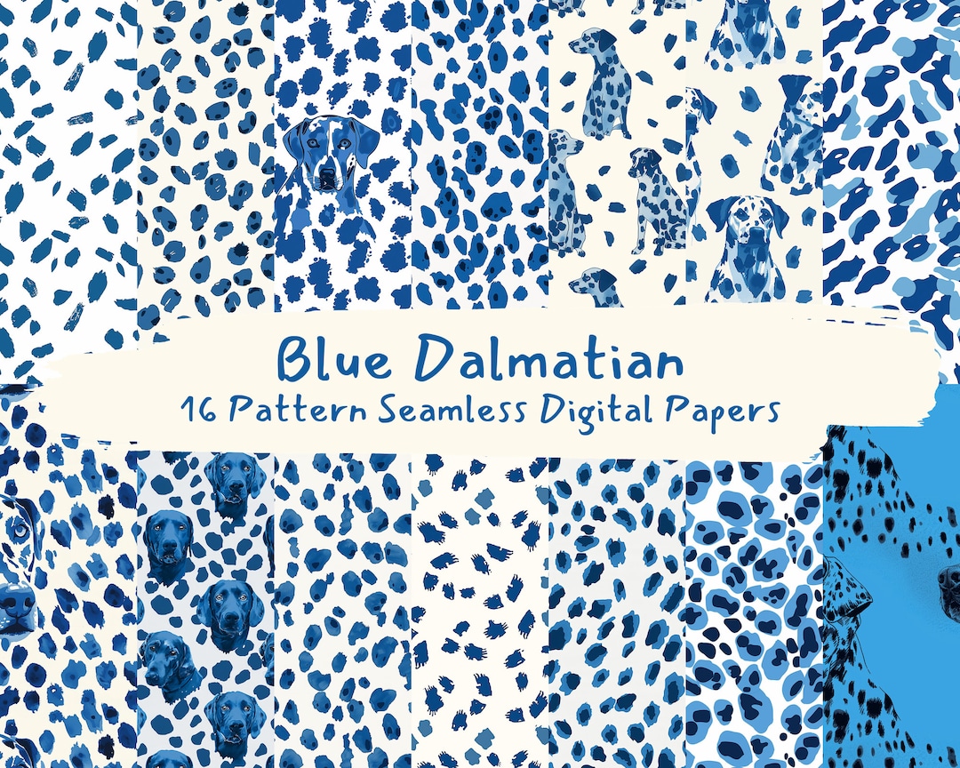 Blue Dalmatian Pattern Seamless Digital Papers - Printable Scrapbook ...