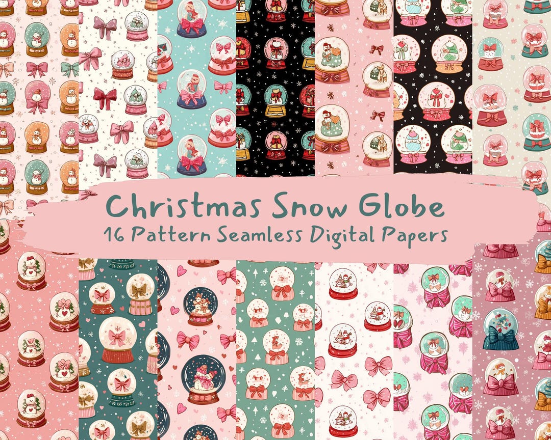 Christmas Snow Globe Pattern Seamless Digital Papers - Printable ...