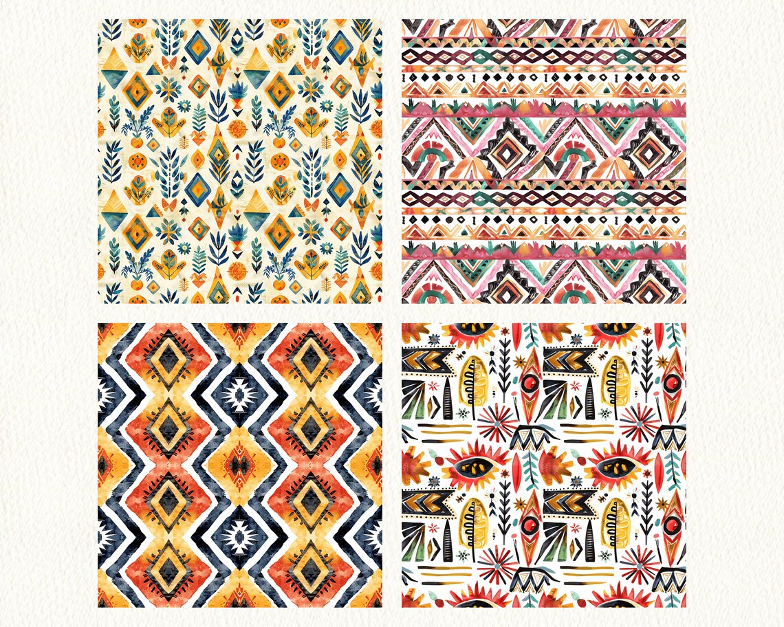 Ethnic Motifs Pattern Seamless Digital Papers - Printable Scrapbook ...