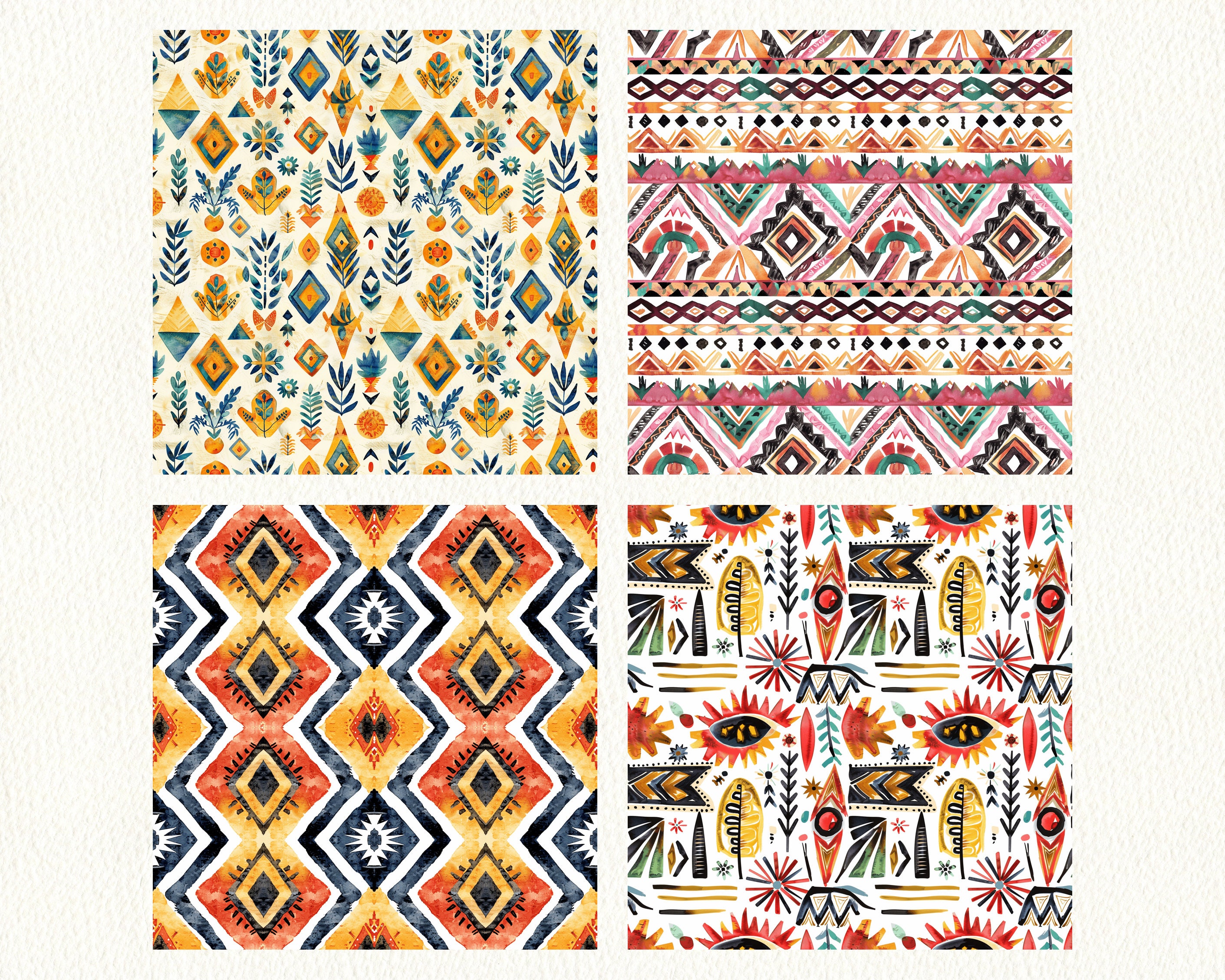Ethnic Motifs Pattern Seamless Digital Papers Printable Scrapbook Paper ...