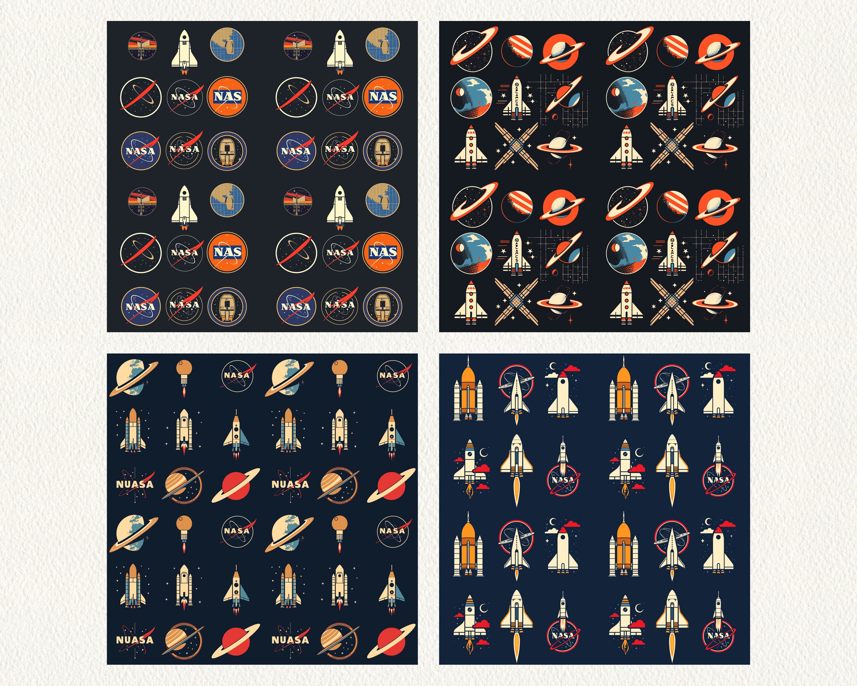 NASA Logos Pattern Seamless Digital Papers Printable Scrapbook Paper ...