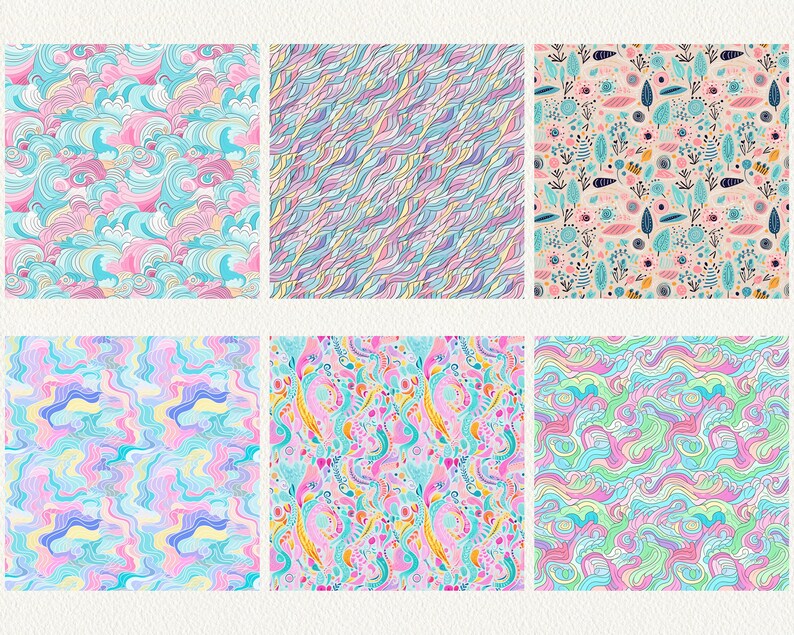 Pastel Doodle Pattern Seamless Digital Papers Tile Patterns Printable ...