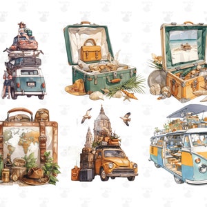 Watercolor Travel Printable Clipart, Png Format, Transparent Background ...