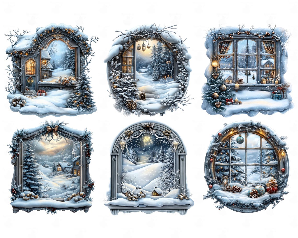 Snowy Window Printable Clipart, Png Format, Transparent Background ...