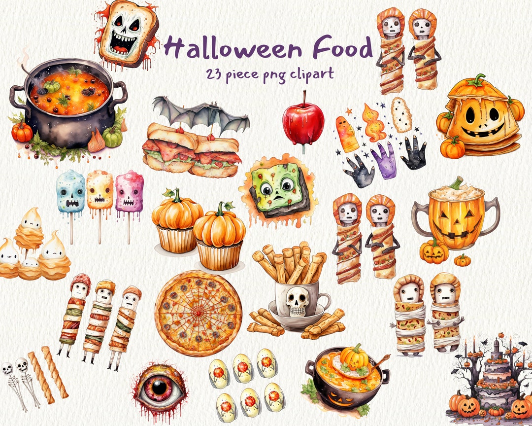 Halloween Food, Digital Printable Clip Art Graphics in PNG Format ...