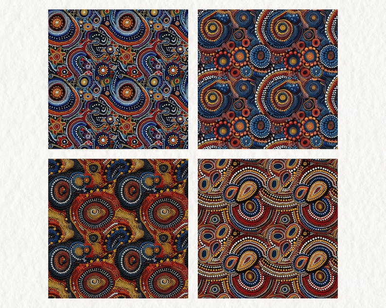 Aboriginal Dot Art Pattern Seamless Digital Papers - Printable ...