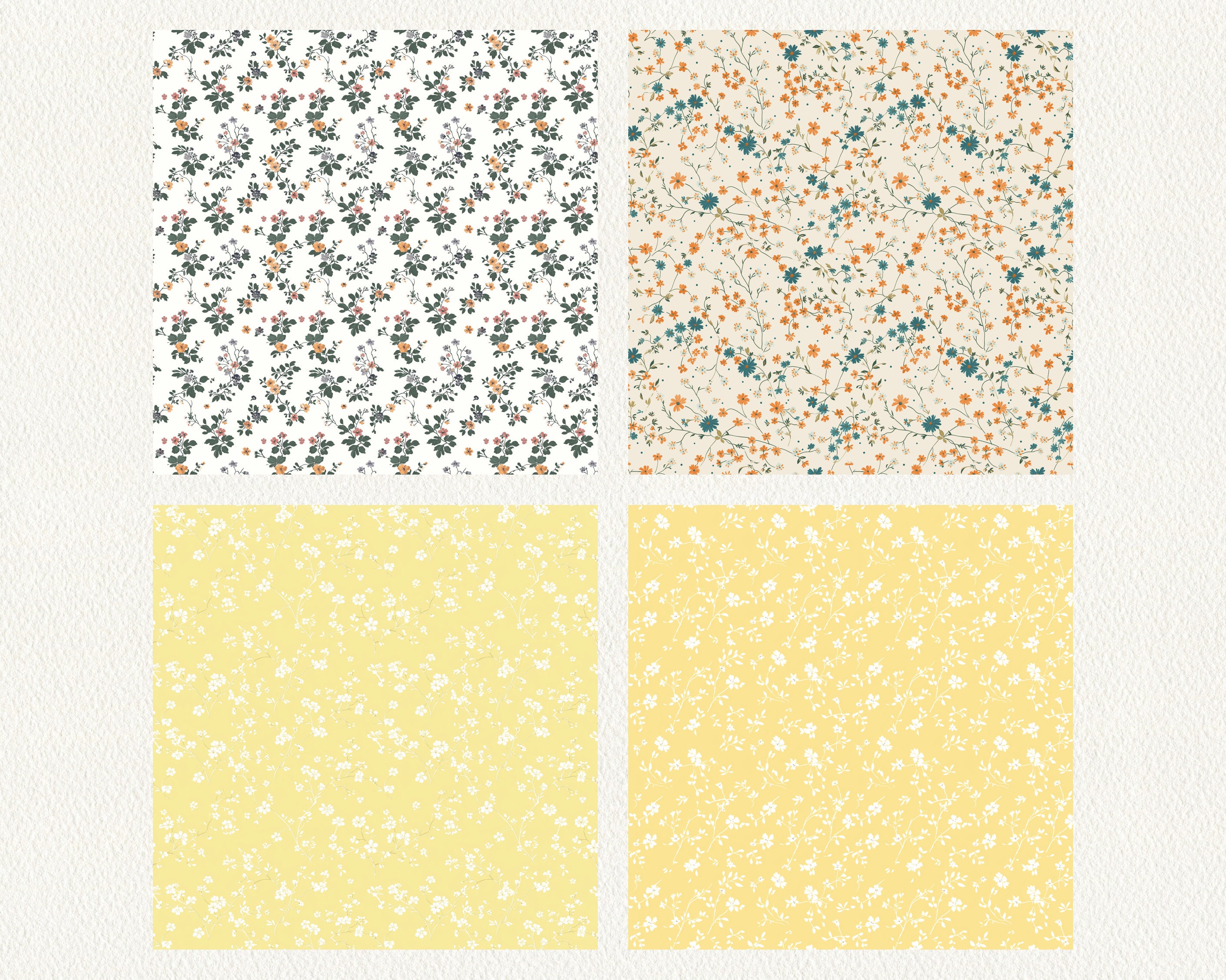 Ditsy Vintage Floral Pattern Seamless Digital Papers Printable ...