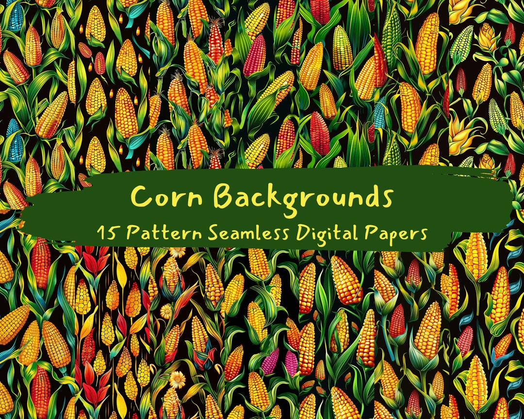 Corn Backgrounds Pattern Seamless Digital Papers - Printable Scrapbook ...