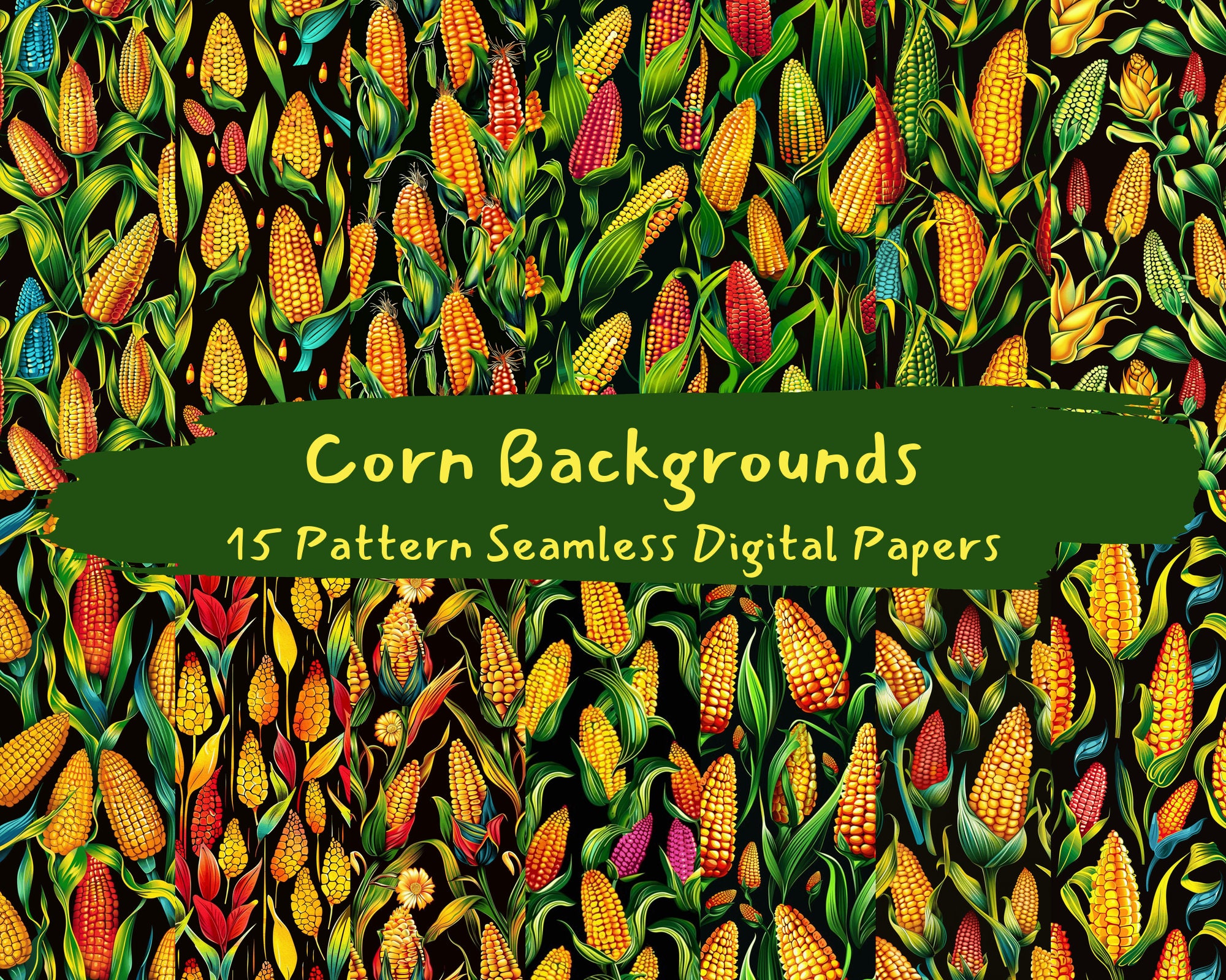 Corn Backgrounds Pattern Seamless Digital Papers Printable Scrapbook ...