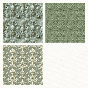 Luxury Sage Green Pattern Seamless Digital Papers - Printable Scrapbook ...