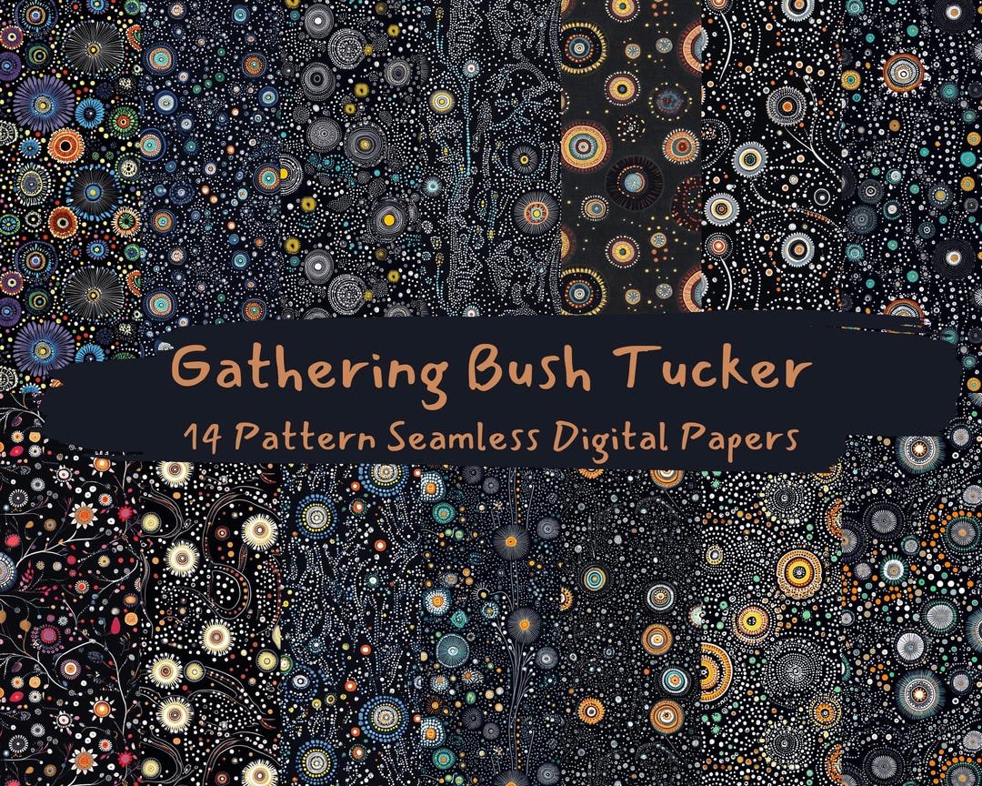 Gathering Bush Tucker Pattern Seamless Digital Papers - Printable ...