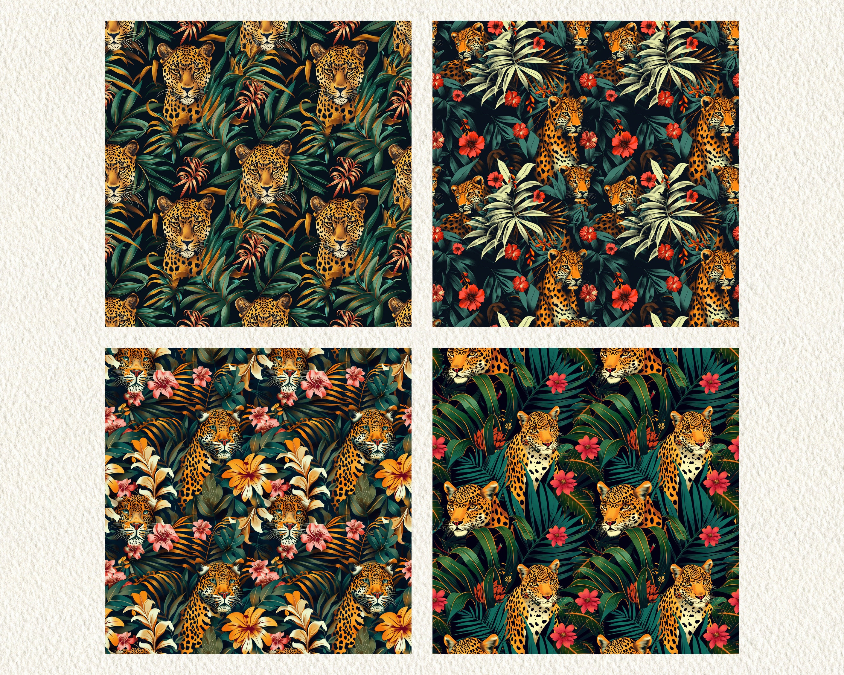 Bohemian Jungle Pattern Seamless Digital Papers - Printable Scrapbook ...