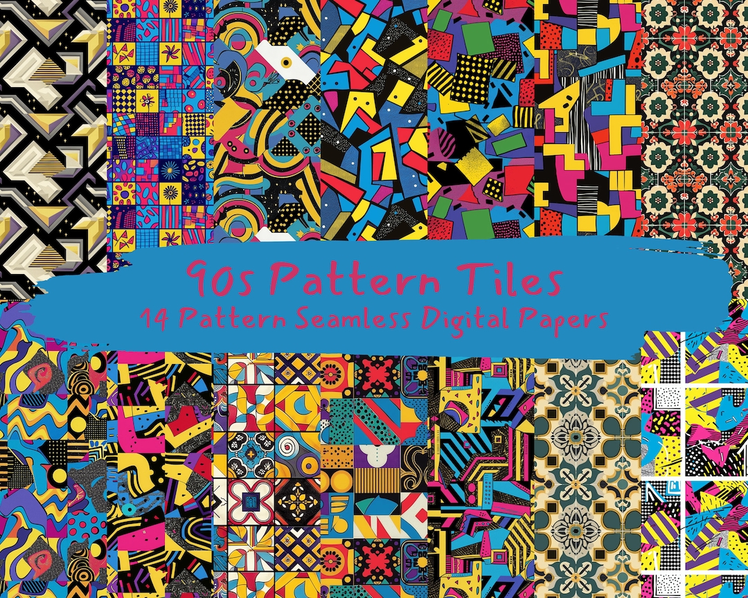 90s Pattern Tiles Pattern Seamless Digital Papers - Printable Scrapbook ...
