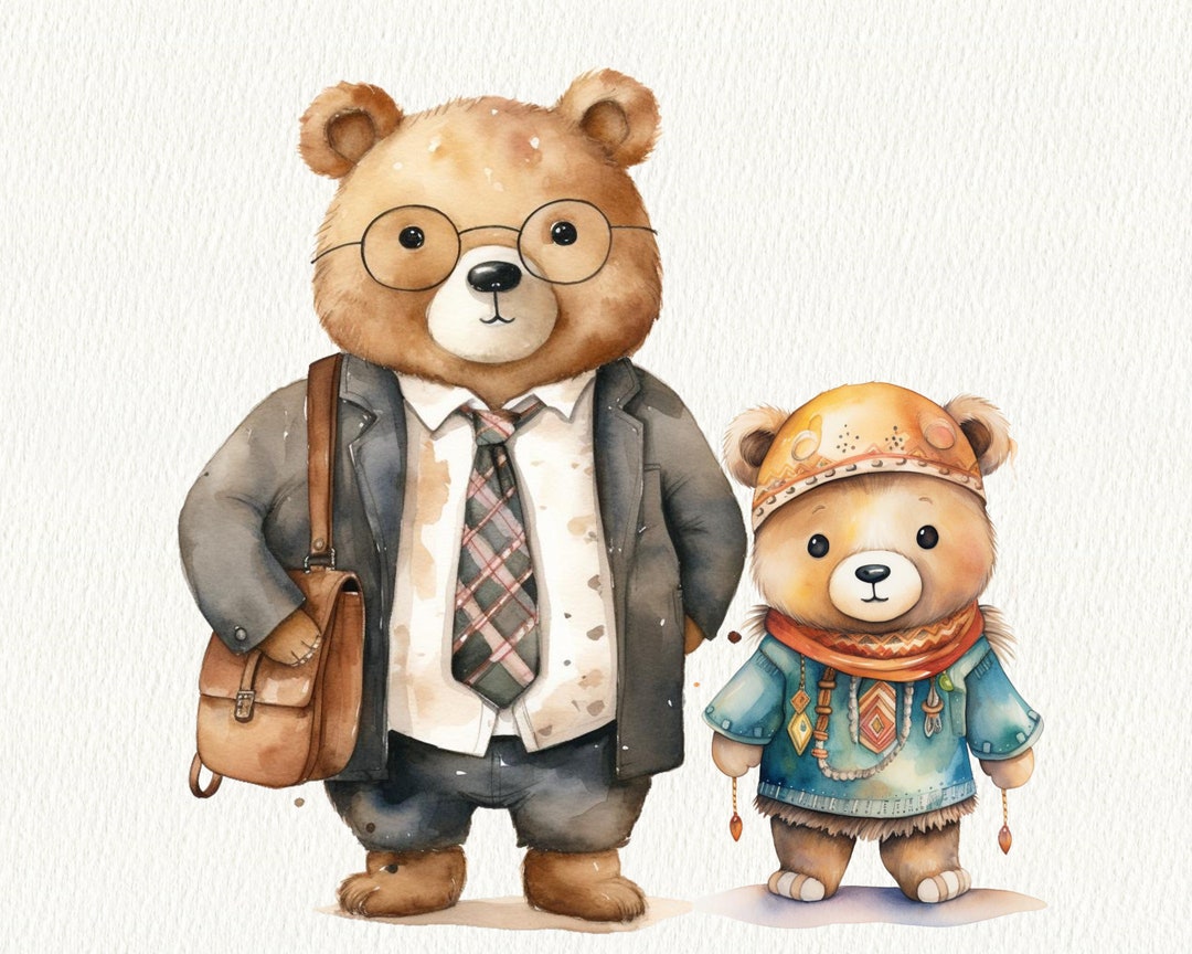 Cute Bear in Suits and Other Clothes, Digital Printable Clip Art ...