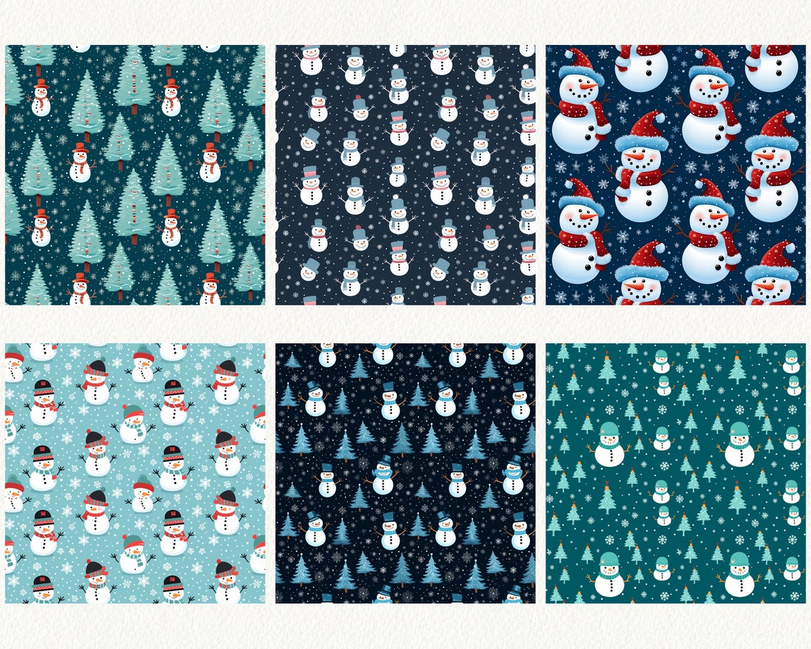Snow Man Winter Pattern Seamless Printable Patterns, Instant Download ...