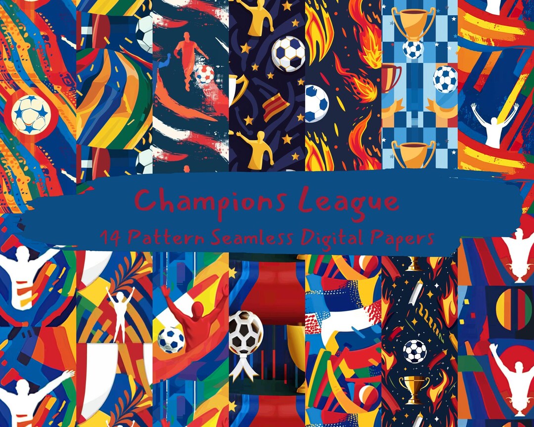 Champions League Pattern Seamless Digital Papers - Printable Scrapbook ...