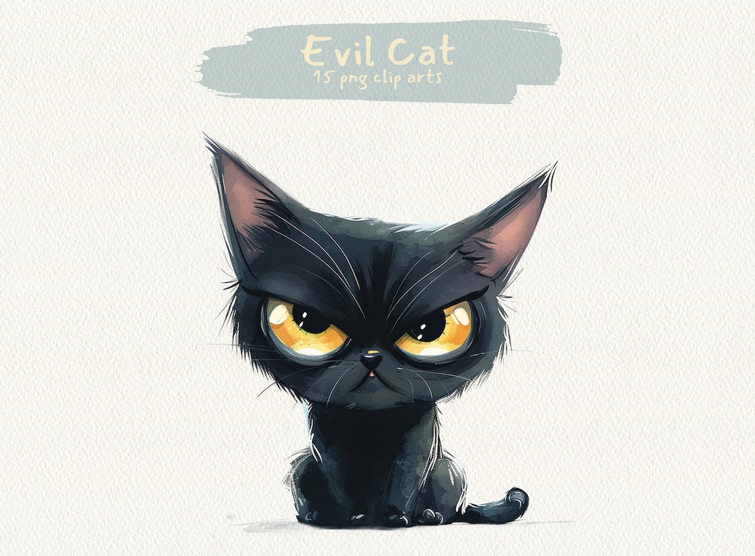 Evil Cat Digital Printable Clip Art Graphics in PNG Format Transparent ...