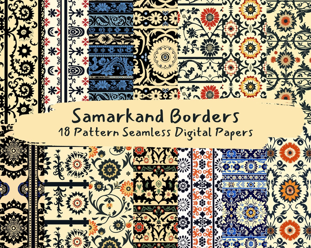 Samarkand Borders Pattern Seamless Digital Papers - Printable Scrapbook ...