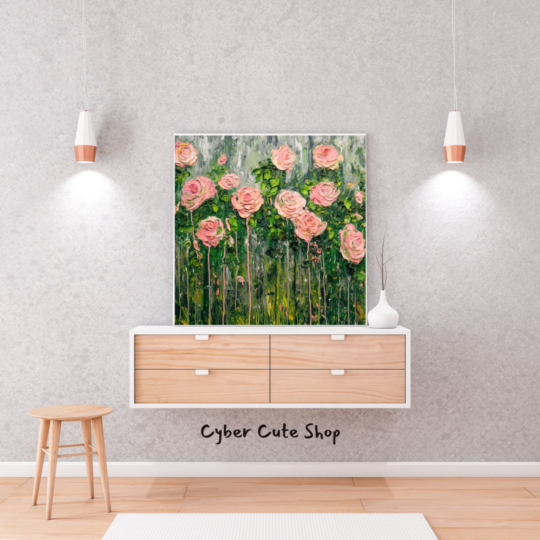 Whispering Roses in Rain Digital Art - Romantic Floral Printable Wall ...